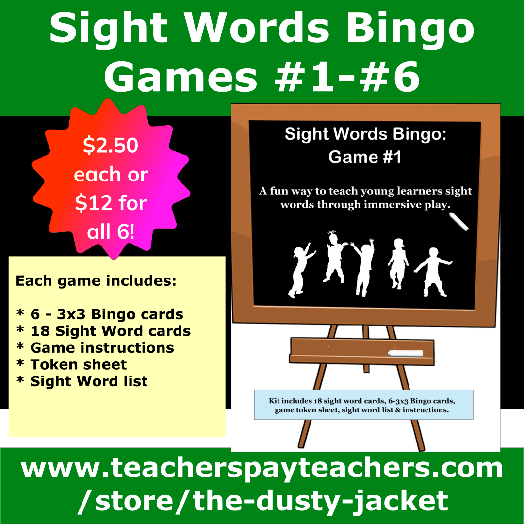 Sight Words Bingo Games! – The Dusty Jacket