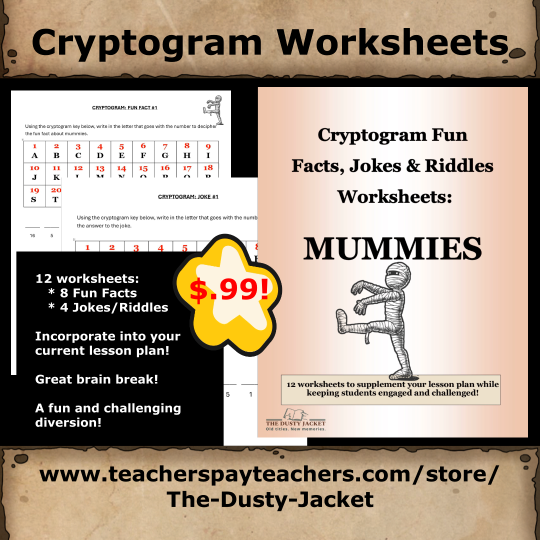 Cryptogram Worksheets: Mummies – The Dusty Jacket