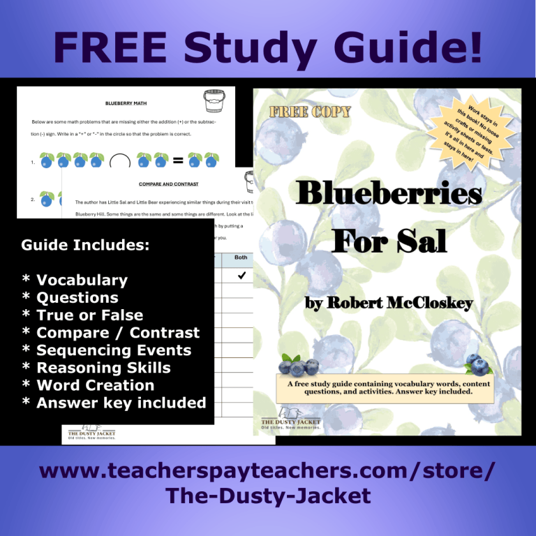 FREE! Study Guide for Blueberries for Sal by Robert McCloskey – The ...
